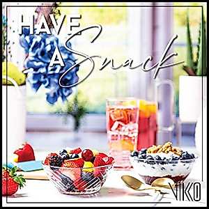 Vikko Glass Bowls, Set of 6 Decorative Glass Dessert Bowls, 10.75 Ounce Glass Dish for Dessert, Candy, Kitchen Prep, Dishwasher Safe