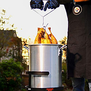 Barton Deluxe 30 QT Aluminum Turkey Deep Fryer Pot Boiling Lid Seafood Cajun Gas Stove Burner Stand Injector Thermometer 37,000 BTU