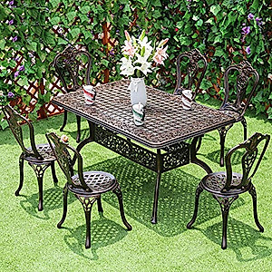2pcs Crown Chair Needs Assembly Cast Aluminium Table and Chair Sets Outdoor Garden Patio Furniture Bistro Set Weatherproof with Timeless Design