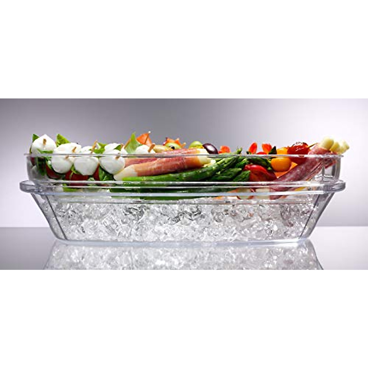 Prodyne SB-5 Flip-Lid Appetizers On Ice, 15", Clear