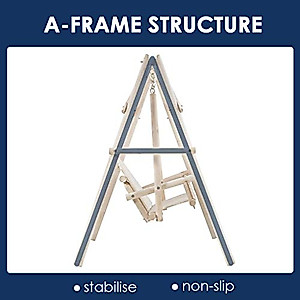 Wooden Porch Swing with Stand, 2-Seat Porch Swings Outdoor Log Patio Swing Chair, A-Frame Garden Swing Seat Outdoor Swing for Adults/Kids Patio Backyard Deck, Capacity 450 LBS, Natural Wood