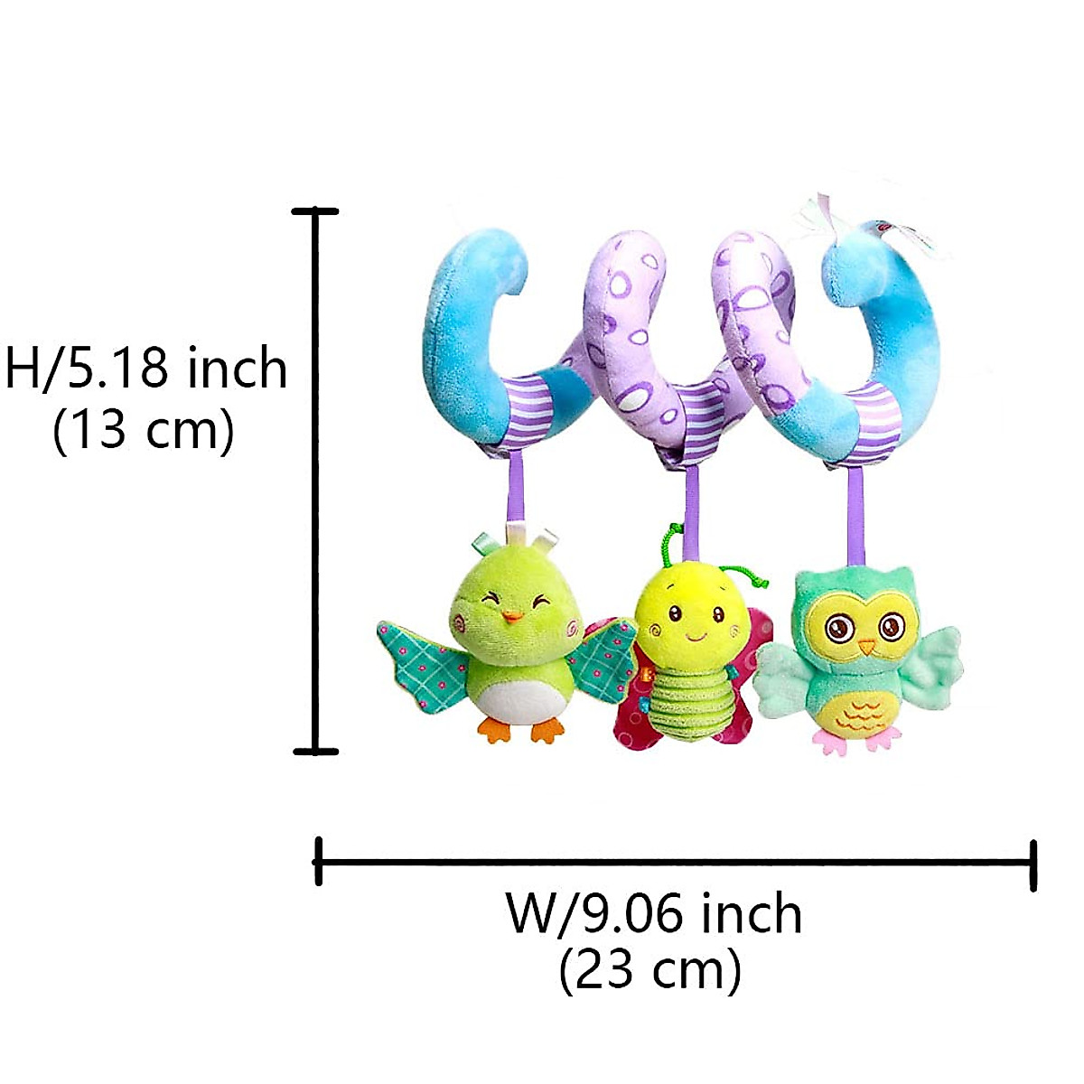 D-KINGCHY Baby Spiral Car Seat Toy wtih Hanging Plush Rattles, Baby Toys for Stroller Crib Mobile, Infant Toddlers Toys with Sound for 0-3 Years Old (Sky)