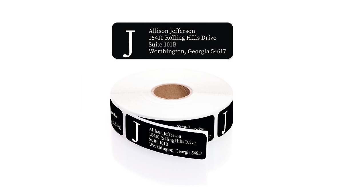 Custom Black Monogram Address Labels - 250 Pack