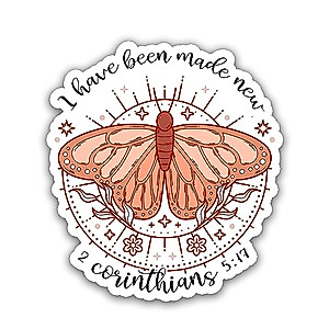 Miraki I Have Been Made New Sticker, Religious Stickers, Christian Stickers, Bible Verse Stickers, Water Assitant Die-Cut Vinyl Jesus Decals for Laptop, Phone, Water Bottles, Kindle Sticker