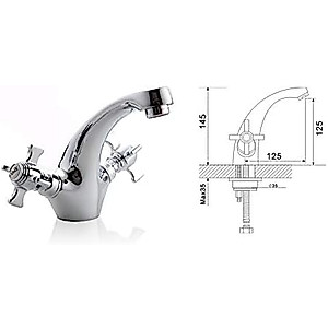 Kitchen Taps Silver Brass Bathroom Fixtures Basin Faucet Dual Handle Hot and Cold Water Tap Mixer for Bath Room Faucet