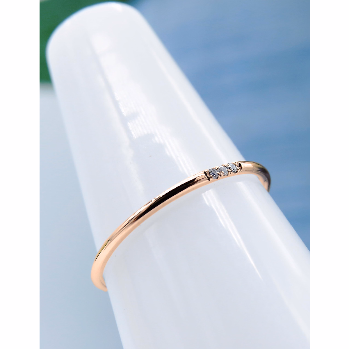 Dazzlingrock Collection 0.02 Carat (ctw) Round White Diamond 3 Stone Ring for Women in 10K Rose Gold Size 6.5