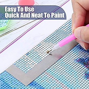 3 Pieces Diamond Painting Ruler Stainless Steel Diamond Mesh Ruler 5D Diamond Ruler Tool with 216, 400 and 800 Blank Grids, 2 Pieces Diamond Painting Fix Tool for DIY Diamond Painting Kits