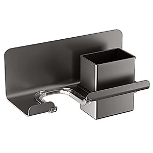 Aurgiarme Wall Mounted No Drill Hair Dryer Holder Aluminum Hair Dryer Storage Rack Bathroom Shelves Bathroom Accessories