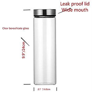 Gulujoy Juice Bottles 6 Pack Wide Mouth Glass Water Bottles 18 oz with Lids for Juicing, Smoothies, Infused Water, Beverage Storage, BPA Free, Leakproof, Reusable