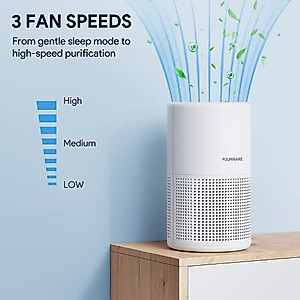Air Purifiers for Bedroom, FULMINARE H13 Small Air Purifiers for Home Pets with HEPA Air Filter, Quiet Air Cleaner With Night Light, Remove 99.97% 0.01 Microns Dust, Smoke, Pollen