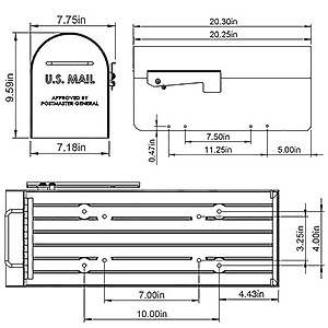 Architectural MAILBOXES Ironside Large Capacity Galvanized Steel black, Post-Mount Mailbox, MB801BAM, Metal, Black