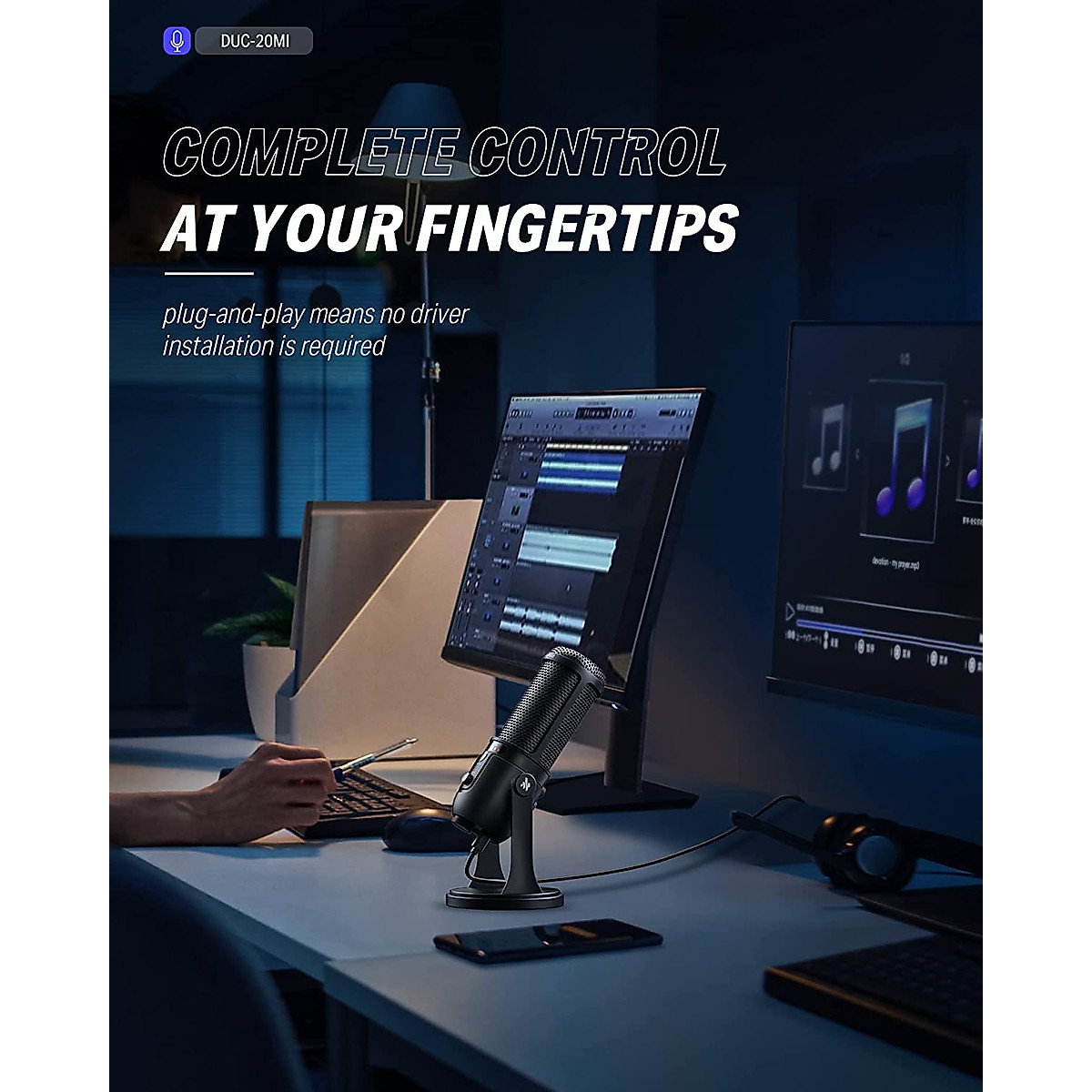 Donner USB Condenser Microphone for PC, PS4/5, USB Microphone with Instrument Interface for Gaming Recording Streaming Podcasting, 4 Pickup Patterns, Compatible with Major Live Broadcast Software