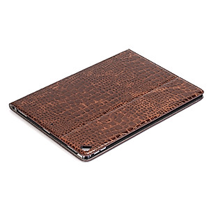iPad Pro 1st 2nd (12.9'') Case for Women, DMaos Crocodile Synthetic Leather Stand Folio Smart Cover, Auto Sleep/Wake, Document Card Holder - Brown