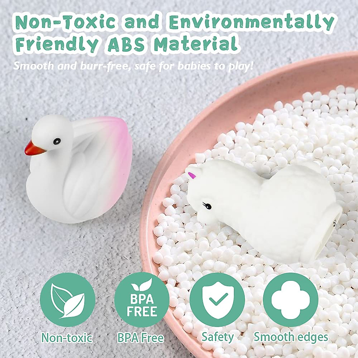 Bath Toys for Toddlers 1-3, No Hole Cute Light Up Bathtub Toys Floating Rubber Sea Animal Set with Flashing Colorful LED Light Unicorn Mermaid for Bathroom Shower Swimming Pool Party for Baby Girl Boy