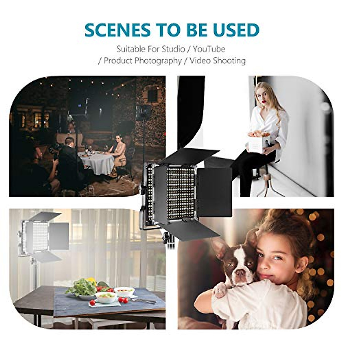 Neewer Upgraded 660 LED Video Light, Dimmable Bi-Color 3200K~5600K CRI 96+ LED Panel Light with LCD Screen, U-Mount Bracket and Barndoor for Studio Photography, YouTube Video Shooting (NL660S)