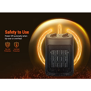 Space Heater, 1500W Heaters for Indoor Use with Thermostat, 1s Fast Heating Portable Electric Heater with 4 Modes, Small Ceramic PTC Room Heater with Tip-Over and Overheat Protection for Home, Office