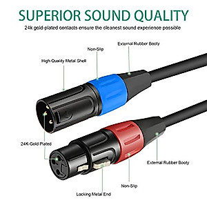 JOMLEY XLR Splitter Cable, XLR Female to Dual XLR Male Y Splitter Cable, 1 XLR Female to 2 XLR Male Balanced Microphone Splitter Cord Audio Cable - 5 feet