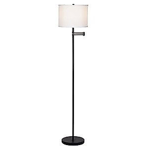 Catalina Lighting 24288-000 Traditional Swing Arm Floor Lamp for Office, Living Room, Dorm or Bedroom, Smart Home Compatible, Bulb Not Included, 60", Black