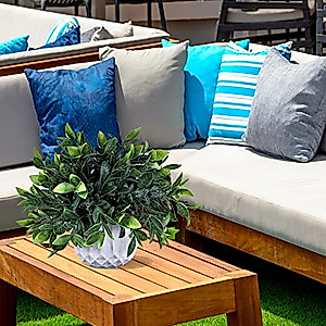 Winlyn 3 Pcs Faux Potted Plants Set - Artificial Eucalyptus, Rosemary, Boxwood Greenery in Small White Geometric Planters for Indoor Outdoor Desk Table Centerpiece Shelf Windowsill Home Office Decor