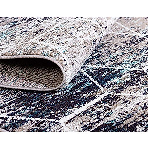 Unique Loom Trellis Frieze Collection Area Rug - Geometric (5' x 8', Blue Multi/ Ivory)