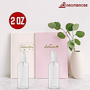 ASOMBROSE Small Spray Bottles, 2oz/60ml Clear Empty Fine Mist Travel Size Mini Bottle Set, Pump Spray Cap Refillable Reusable Liquid Containers For Essential Oils, Hair Sprayer (4 Pack)