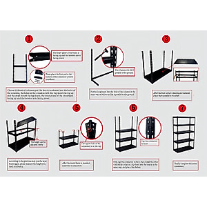 Qerfty 72" Garage Shelving, Garage Storage Shelving, Adjustable 5 Tier Unit Shelving, Heavy Duty Shelving Metal Shelving for Warehouse, Basement,Storage Shelf, 39.4" W * 15.7" D