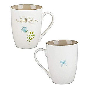 Christian Art Gifts Ceramic Coffee or Tea Mug Set for Women, Be Grateful, Faithful, Thankful, Joyful Bible Verse Mug Set, Boxed Set of 4 Coffee Cups
