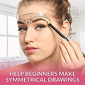 Disposable Eyebrow Ruler Stencils - Transparent Mapping Stickers for Microblading, Henna, Brow Extensions, Permanent Makeup - Peel & Stick Measuring Shaper Tool for All Face Shapes - 100-Pack