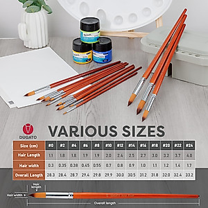 Artist Watercolor Paint Brushes Set 13pcs - Round Pointed Tip Soft Anti-Shedding Nylon Hair Wood Long Handle - Detail Paint Brush for Watercolor, Acrylics, Ink, Gouache, Oil, Tempera, Paint by Numbers