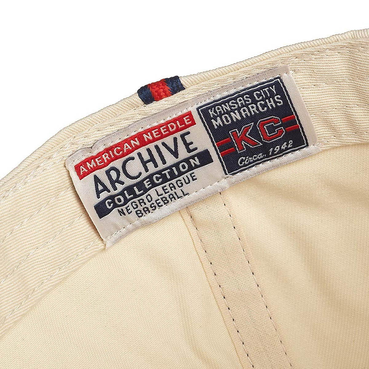 AMERICAN NEEDLE Archive Negro League Kansas City Monarchs Baseball Dad Hat, Ivory/Dark Red