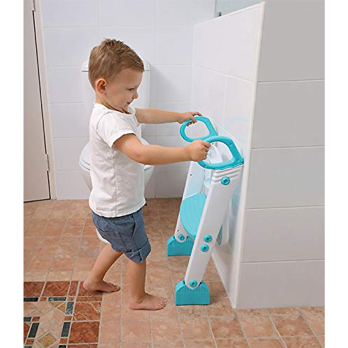 Dreambaby Step-Up Potty Training Toilet Topper - 2-Level Adjustable - Aqua-Model G6015, Aqua/White, 1 Count (Pack of 1)