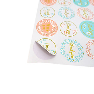 Honbay 20 Sheets 480pcs Spring Floral Sticker Labels Oval Shape Thank You Sticker Self-Adhesive Seal Sticker Decorative Sticker for Wedding, Scrapbooking, Cookies Packaging, Gift Wrap, Envelopes Seal