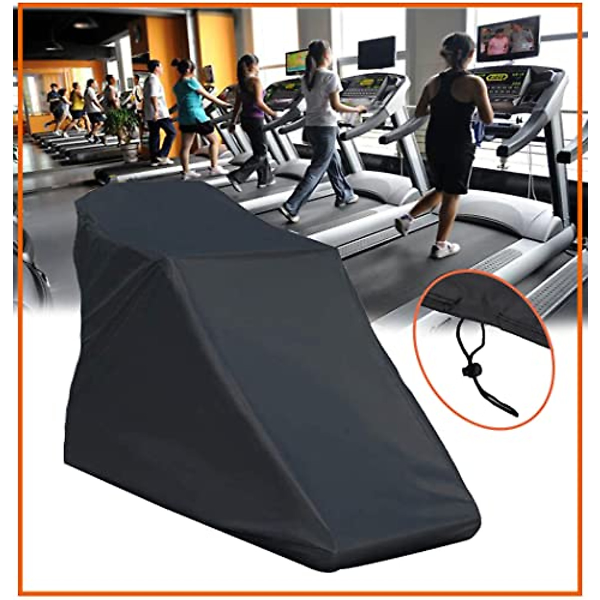 Oslimea Treadmill Cover Waterproof, Sunscreen Treadmill Cover for Indoor & Outdoor, Dust-Proof Sports Running Machine Protective Cover with Drawstring, Black (78''L x 37''D x 59''H, Non-Folding)