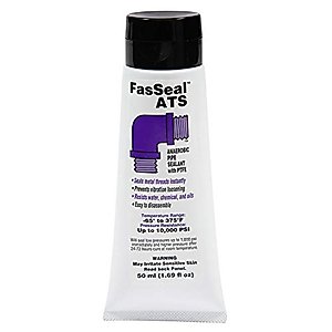 FasSeal-ATS Anaerobic Thread Sealant With PTFE, Fast Curing, For Metal, Resists Water Chemicals and Oils, Seals to 10,000 PST, 50 ml. Tube
