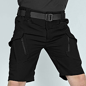 Men Shorts Packet Mens Shorts Classic Fit Elastic Waist Waistband Cargo Shorts Multi Pockets Summer Wrinkle-Free Tooling Shorts Linen Shorts Plus Size Black 3X