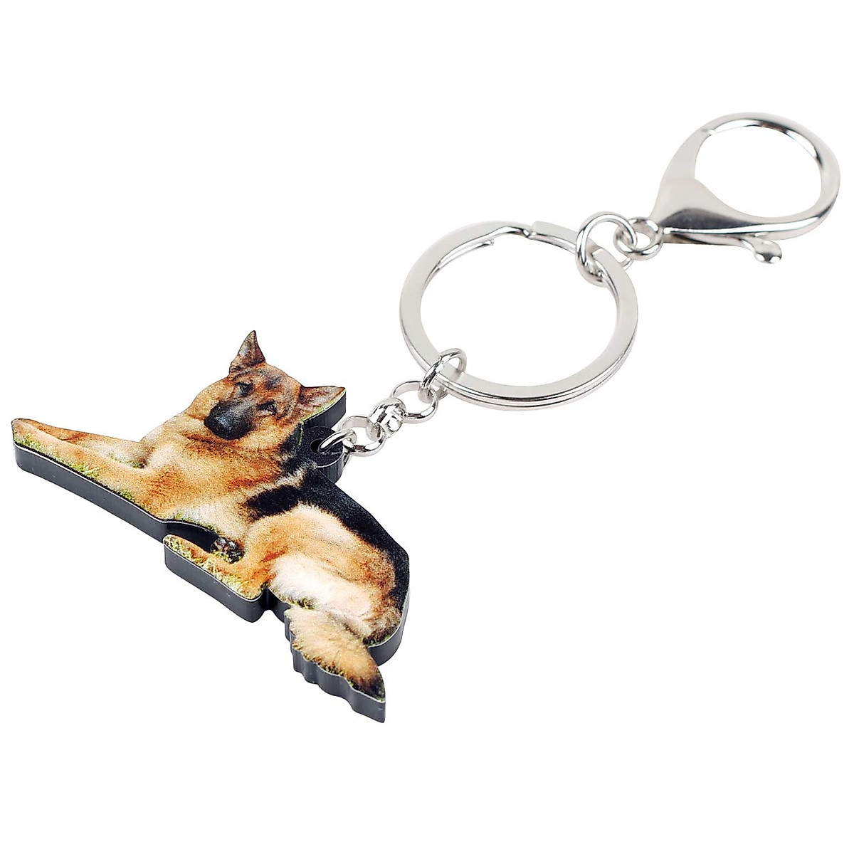 NEWEI Acrylic German Shepherd Dog Keychains Animal Purse Car Accessories For Women Girls Charms Pets Gift