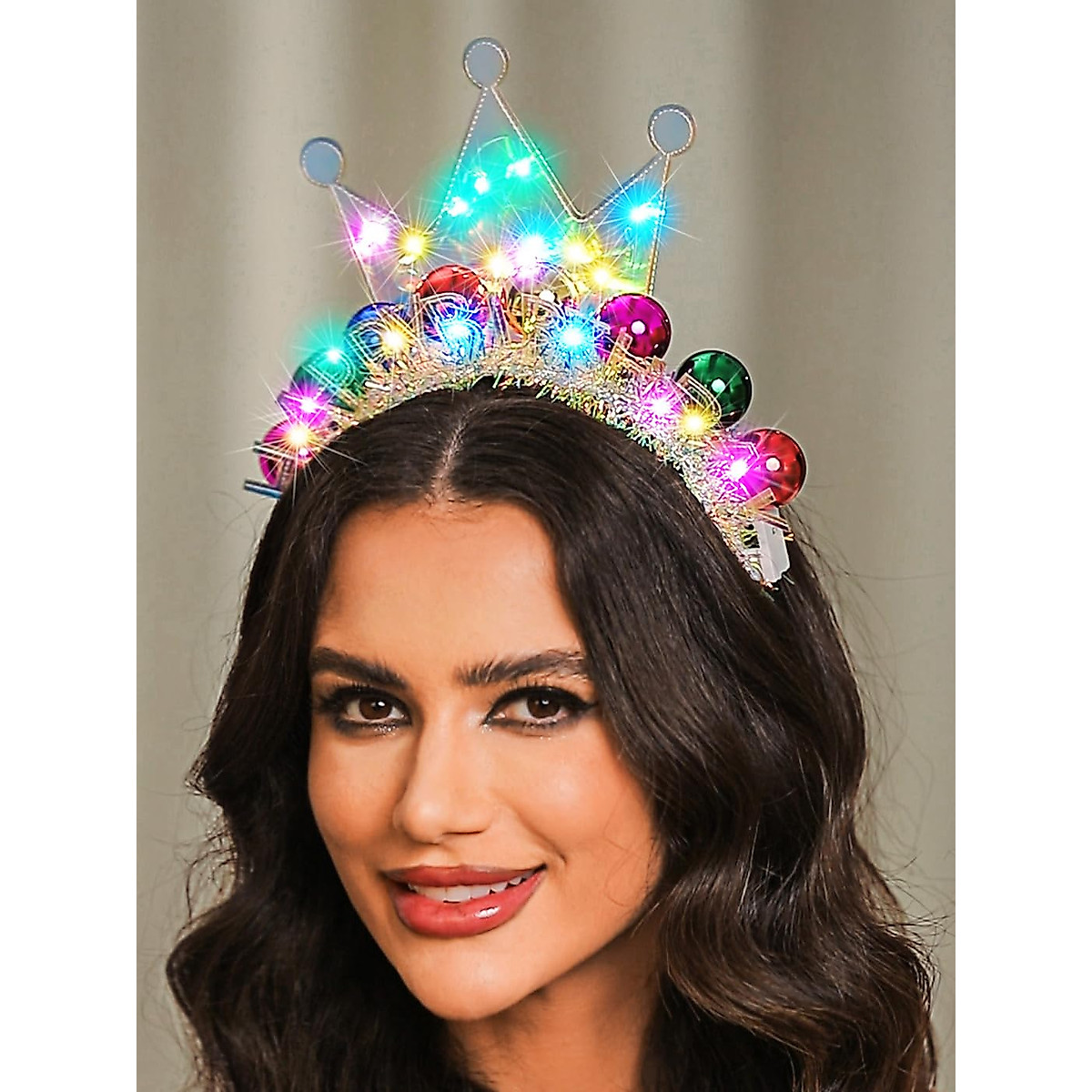 GENBREE Light Up Happy Birthday Headband Birthday Crown Ball Headpiece Party Festival Hair Accessories for Women (Multicolour)