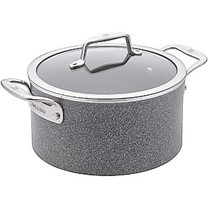 ZWILLING Vitale 6-qt Nonstick Dutch Oven with Lid, Aluminum, Scratch Resistant, Made in Italy, Gray