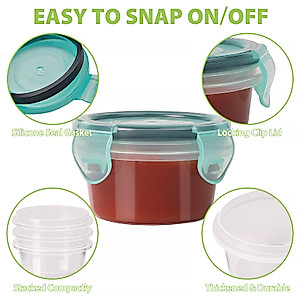 Freshmage Condiment Containers with Lids, 6 Pack 2.7 oz Reusable Leakproof Salad Dressing Container To Go Mini Meal Prep Sauce Cups