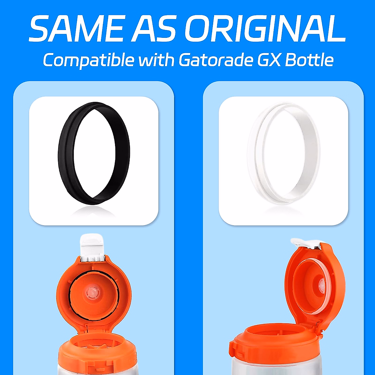 Replacement Gasket Compatible with Gatorade Water Bottle (8 Pack), Silicone Lid Seal Replacement for Gatorade Gx Hydration System Bottle, Reusable Silicone Seals
