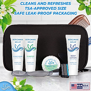 BERGMAN KELLY Round Hotel Soap Bars, Shampoo & Conditioner 3-Piece Set (0.5 oz each, 150 pc, White Tea), Delight Your Guests with Revitalizing & Refreshing Mini Travel Toiletries & Bulk Amenities