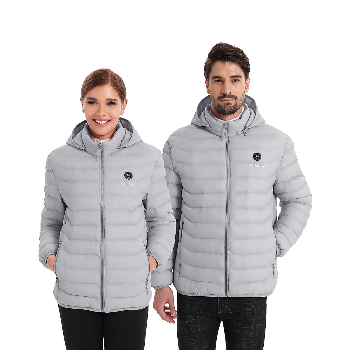 Venustas Unisex Heated Jacket with Battery, Heated Coat for Women and Men with Detachable Hood