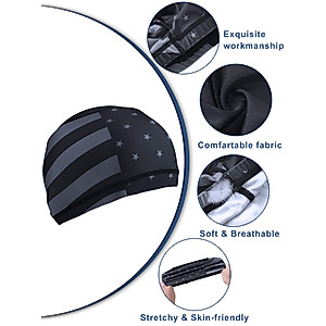 Geyoga 4 Pieces Cooling Skull Cap Sweat Wicking Helmet Liner Running Beanie Cycling Cap Liner for Men Women (Retro Style)