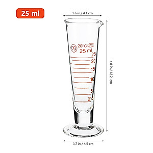 Baluue 25ml Graduated Cylinder, Lab Graduated Cylinder Glass Cup With Spout Wide Mouth, Glass Conical Beaker Liquid Dispenser Measuring Cylinder Tool for School Science Class