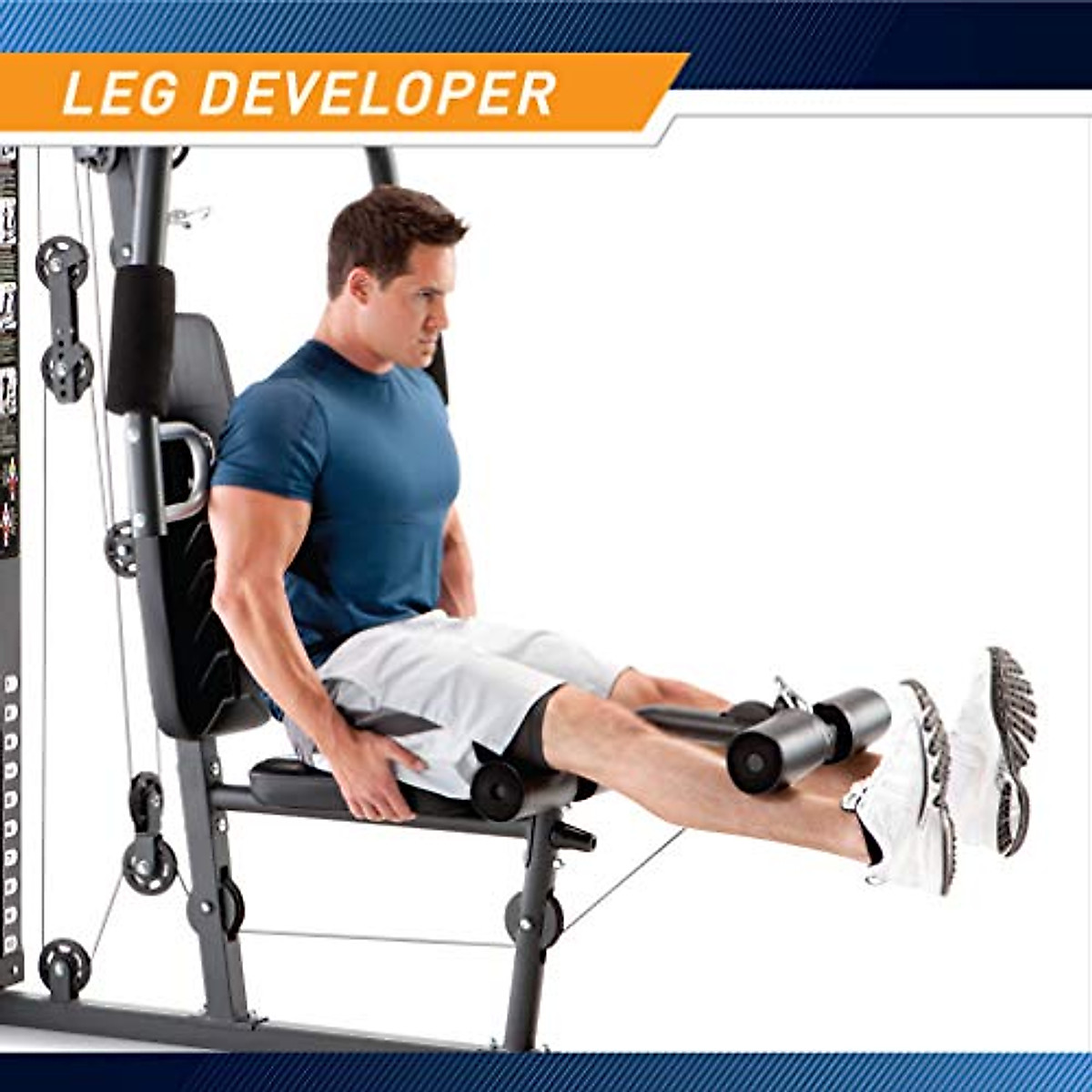 Marcy 150lb. Stack Home Gym with Pulley, Arm, and Leg Developer Multifunctional Workout Station for Weightlifting and Bodybuilding – 300 lbs Capacity MWM-4965, Black