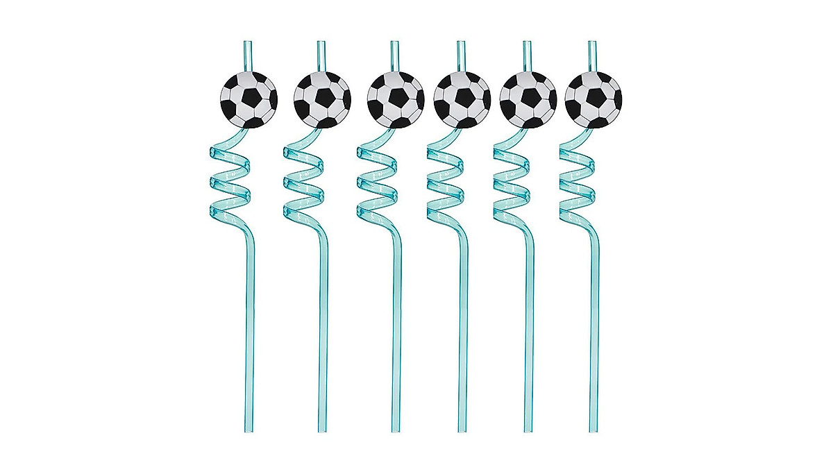 Soccer Ball Party Drinking Straws - 12 Pack for Soccer Theme Events