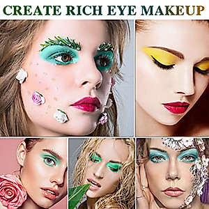 Green Eyeshadow Palette，QIUFSSE 15 Colors Eye Shadow Pallete Sets Highly Pigmented Matte Glitter Colorful Long Lasting Blendable Forest Emerald Green Yellow Makeup Pallet for Women Christmas Halloween