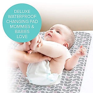 Kushies Deluxe Waterproof Changing Pad Liners - 20 x 30 inches Baby Changing Table Liners - Baby Changing Pads - Diaper Changing Flat Liner Pad Waterproof Portable (Grey Petal)