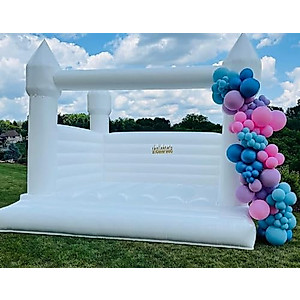 Bounce House with Ball Pit 120x96x96 inch Commercial Grade ASTM Certified White Bouncy Castle for Memorable Birthday Parties & Event (White, 15x15x12FT)