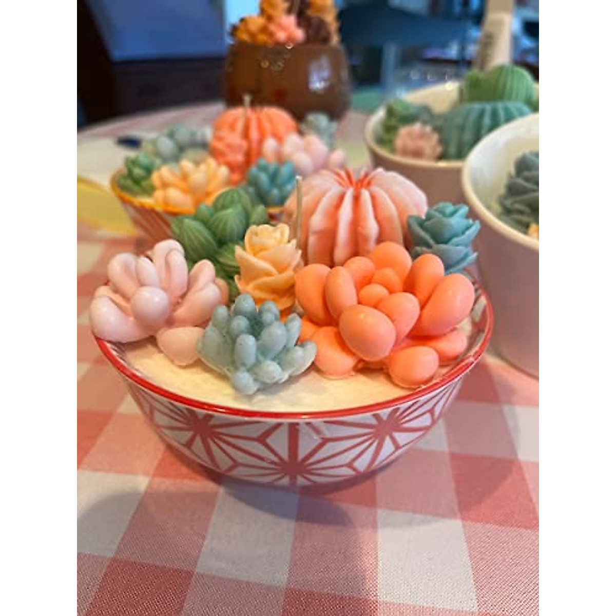 Navani Succulent Silicone Mold, Cactus Resin Mold, Candle Mold Silicone for DIY Handmade Soap, Candle, Cake Decoration - 9 Pcs